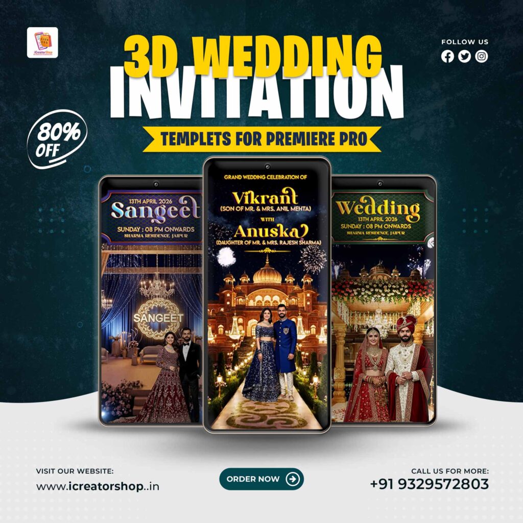 Minimal 3D Wedding Invitation Premiere Pro Template